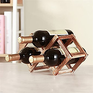 DOUBA Wooden Wine Rack 3 Bottle Rack Bar Display Folding Wooden Wine Rack Wine Bottle Rack (Color : D, Size