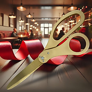 New Edition Grand Opening Scissors – 25'' Scissors Gold with Golden Blades for Ribbon Cutting Ceremony