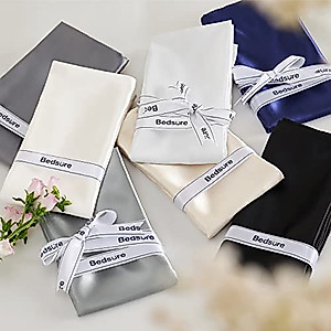 Bedsure Satin Pillowcase for Hair - Beige Satin Pillow Cases Standard Size with Zipper 2 Pack, Similar to Silk Pillow Cases for Skin, Silky & Soft Pillow Covers, Gifts for Her or Him, 20x26 Inches