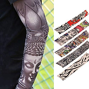 12 PCS Temporary Tattoo Sleeves for Men Women Seamless,Arts Arm Sunscreen Fake Piercings Tattoos Cover Up Sleeves,Designs Tiger, Crown Heart, Skull, Tribal,Etc Unisex Stretchable Cosplay Accessories