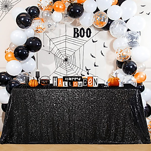 B-COOL 60x102-inch Black Sequin Table Linens Halloween Tablecloth Seamless Glitter Tablecloth Wedding Sequin Tablecloth