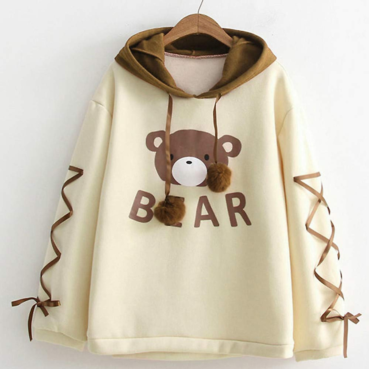 Blouse for Women Long Sleeve Kimloog Women Wear A Bear Cap Top Long Sleeve With A Ribbon Hair Ball Cute Sweater 2XL [video game] [video game]