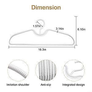 Plastic Hangers Clothes Hangers Coat Hangers Space Saving Closet Hangers, Anti-Slip Heavy-Duty Short Neck Hanger Thin Hsangers,Travel Hangers for College Dorms, Homes, White(10Pack)