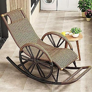 Rocking Chair Nursery,Purely Hand Woven Wicker Rocking Chair,Ergonomic Rocking Chairs for Outside,Suitable for Patio, Garden,Backyard,Porch,Outdoor