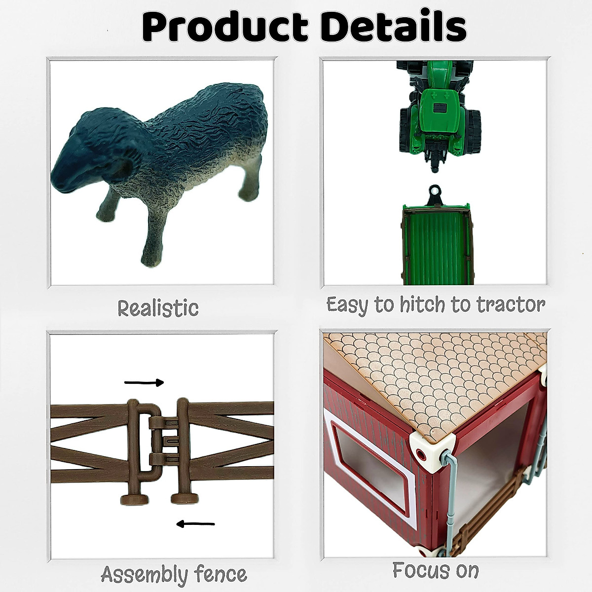 Peagprav Farm Playset Mini Barn Farm Toys 119PCS Plastic Animals Figurines and Fence with Map Figures Farmer Vehicle Truck with Forestry Trailer for 3-12 Years Old Kids Boys Girls Toddlers