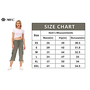 MoFiz Women's Cargo Hiking Pants Lightweight Quick Dry Running Capri Pants Athletic Workout Casual Outdoor Button Pockets Grey Khaki M