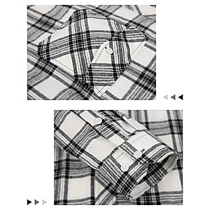 Men's Button Down Plaid Flannel Casual Shirts Brushed Regular Fit Long Sleeve Shirts Yellow Black Plaid Large