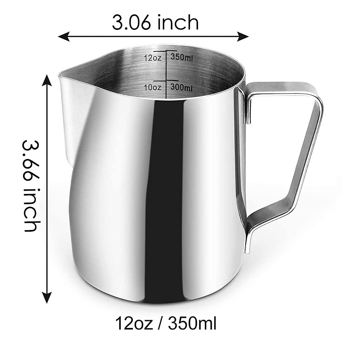 Milk Frothing Pitcher, 12Oz Milk Frother cup Espresso Cup Stainless Steel