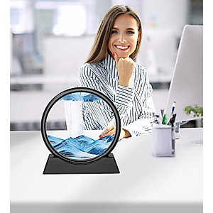 Fitifun Liquid Motion Sand Art Picture for Home Decor - Blue Sandscapes Painting in 3D Motion (12in)