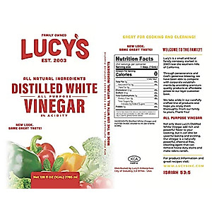 Lucy's Family Owned - Natural Distilled White Vinegar, 1 Gallon (128 oz) - 5% Acidity (White Vinegar, 1 Gallon (128 fl oz.))