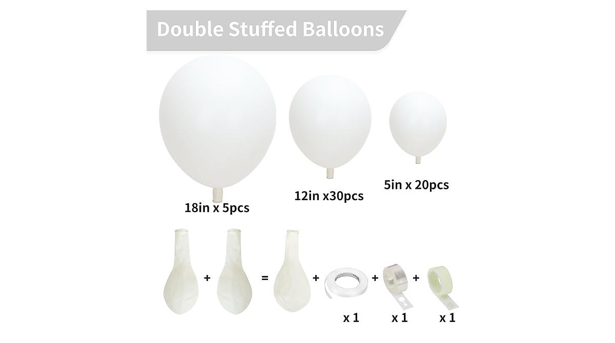 Double Stuffed White Balloons for Parties & Decorations