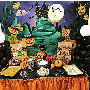 CYLYH 7x5ft Halloween Themed Photography Backdrop Castle Pumpkin Head Flying Bats Under Moonlight Background Photo Studio Props D188