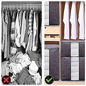 TWUTGAYW 3PCS Clothing Storage Bags with Clear Window, 90L Large Capacity Foldable Storage Bin, Closet Organizers and Storage with Durable Handles Thick Fabric for Comforters Clothes Blanket Wardrobe