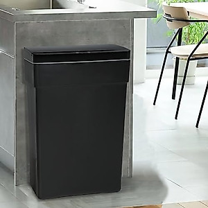 NiamVelo 50 Liter/13.2 Gallon Trash Can, Automatic Garbage Can Touch Free High-Capacity,Plastic Smudge Resistant Trash Can Kitchen Trash Can with Lid (Black)