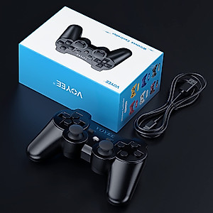VOYEE Wireless Controller Compatible with Playstation 3, 2 Pack PS-3 Controller with Upgraded Joystick/Rechargerable Battery/Motion Control/Double Shock (Black)