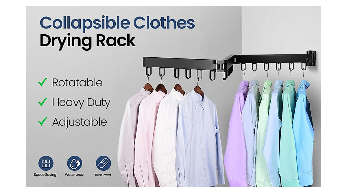 Space-Saving Wall Mounted Clothes Drying Rack
