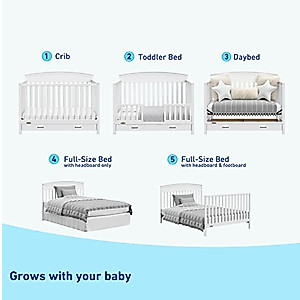 Graco Benton 5-in-1 Convertible Crib with Drawer (White) - Converts from Baby Crib to Toddler Bed, Daybed and Full-Size Bed, Fits Standard Full-Size Crib Mattress, Adjustable Mattress Support Base