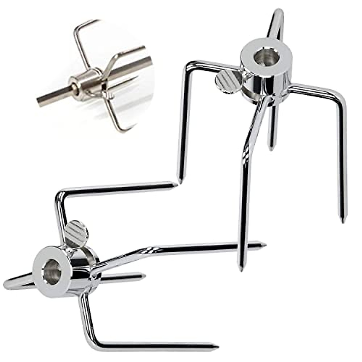 Stainless Steel Grill Rotisserie Meat Forks BBQ Grill Rotisserie Spit Meat Forks Replacement 4-Prong-Fits for 5/16" square rotisserie spit