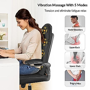 CuPiLo Full Back Massager with Heat,5 Vibrating Modes & 2 Heat Levels,Back Massager Chair Pad,Electric Massage Seat Cushion, Seat Massage Pad,Ideal Gifts for Dad,Mom,Him,Her(Black)