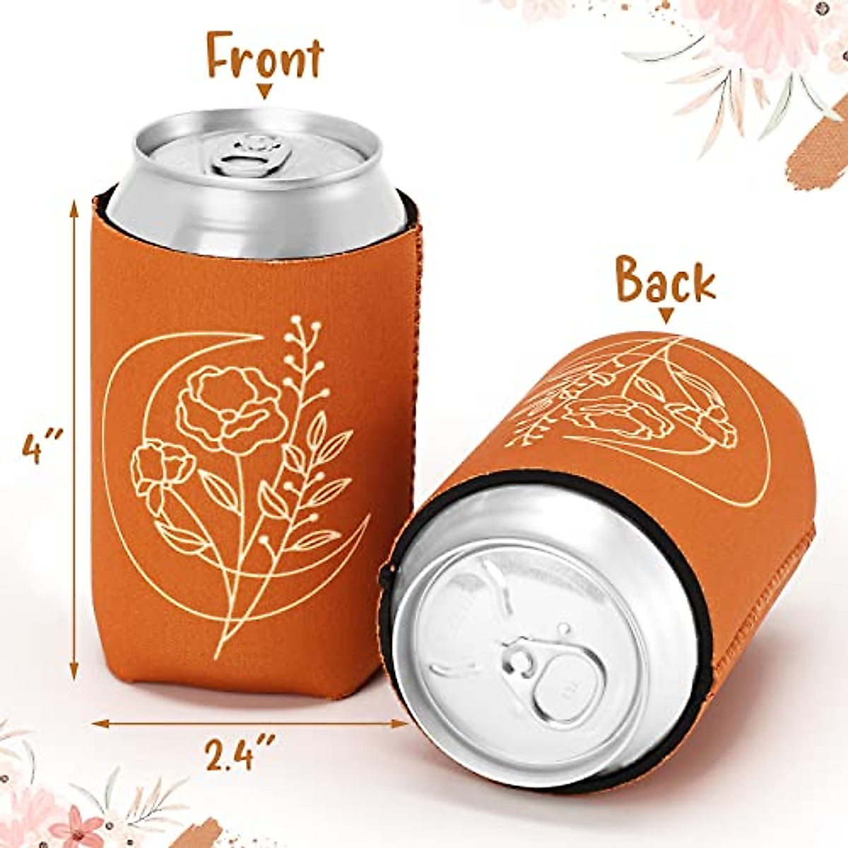 CiyvoLyeen Boho Beer Can Cooler, Terracotta Bachelorette Party Can Sleeves 12PCS Bride Beverage Drink Glasses Cup Holders Gift Retro Wedding Bridal Shower Wedding Party Supplies