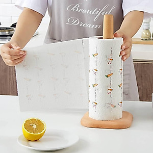 Dicunoy 3 Pack Wood Paper Towel Holder, Farmhouse Countertop Paper Towel Holder, Tissue Roll Stand Rack Paper Hanger Organizer for Kitchen, Bathroom, Living Room, Bedroom, Scrunchies Holder Stand