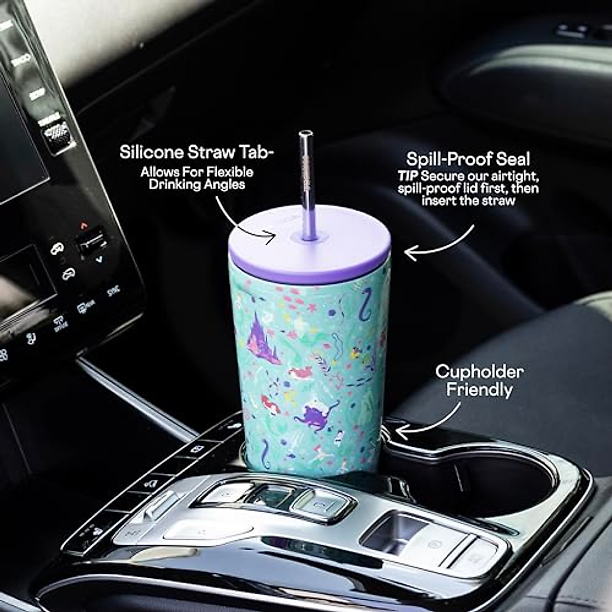 Corkcicle x Disney Princess Ariel Cold Cup Insulated Tumbler with Lid and Straw, 24 oz – Reusable Water Bottle Keeps Beverages Cold 12hrs, Hot 5hrs – Cupholder Friendly, Lid for Flexible Sipping