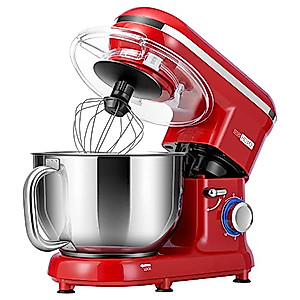 VIVOHOME Stand Mixer, 660W 10 Speed 6 Quart Tilt-Head Kitchen Electric Food Mixer with Beater, Dough Hook, Wire Whip and Egg Separator, Red