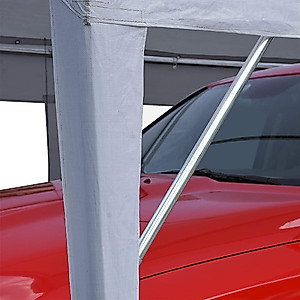 PEAKTOP OUTDOOR 10'x20' Heavy Duty Carport, Portable Car Canopy, Garage Tent, Boat Shelter with Reinforced Triangular Beams, Silver Grey