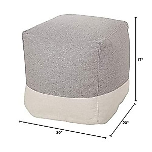 Christopher Knight Home Tattnall Contemporary Two Tone Fabric Cube Pouf, Gray, Beige