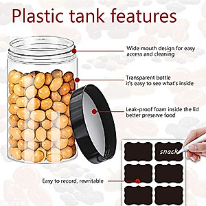 Plastic Jars with Lids 20Pcs 14 oz Clear Plastic Slime Storage Jars Containers with Airtight Leak Proof Black Plastic Screw On Lids Cylinder Clear Round Jars Easy Clean Food Grade Durable PET…