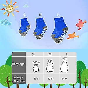 LA DEARCHUU Toddler Socks with Grips Crew Kids Grips Socks Non Slip Baby Socks for 4-7 Years, 6 Pairs Colors