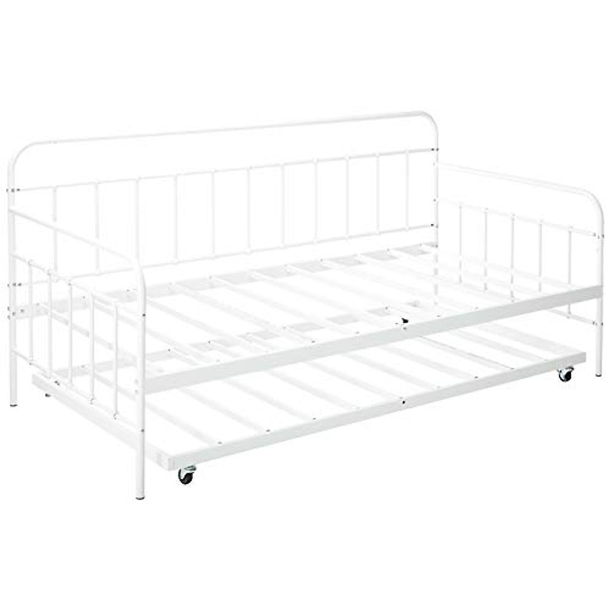 Zinus Florence Twin Daybed and Trundle Frame Set / Premium Steel Slat Support / Daybed and Roll Out Trundle Accommodate / Twin Size Mattresses Sold Separately