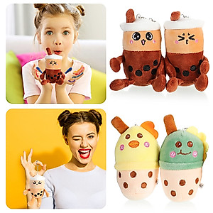 Skylety 8 Pieces 5 Inch Tea Keychain Plush Bubble Tea Key Chain Plush Toy Teacup Milk Tea Plush Stuffed Pendant Bubble Tea Plush for Bubble Tea Lover Kids Teens Party Favors, 8 Styles
