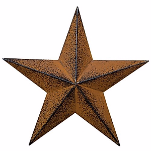 Large Dimensional Primitive Rustic Steel Metal Barn Star Hanger, 24-inch, Rust/Black
