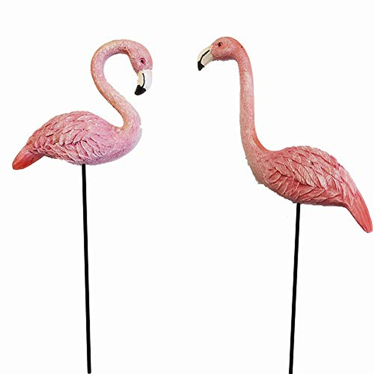 MUAMAX Miniature Flamingo Picks 2 Pack Fairy Garden Accessories Pink Miniature Garden Flamingo Figurines Decorative Plant Stakes for Pots Ornaments Flamingo Décor Gifts