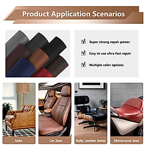 4X63 inch Self Adhesive Leather Repair Patch Tape, Leather Repair Kit for Furniture Sofa Car Seat Couch (Dark Coffee)