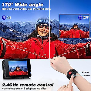 HiDectee Action Camera 4K 30FPS Sports Camera, 170° Wide-Angle 30M Waterproof Underwater Camera with 2.4G Remote Control, Built-in WiFi, 2 Batteries, 32G SD Card and Helmet Mount Accessories Kits
