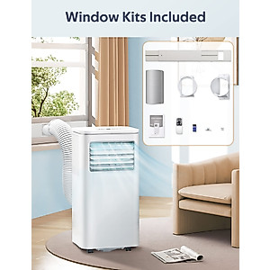 ZAFRO 8,000 BTU Portable Air Conditioners, Air Conditioners for Room up to 350 Sq.ft, Portable AC Unit with Remote/Digital Display/24Hrs Timer/Installation Kits for Home/Office/Dorms, White