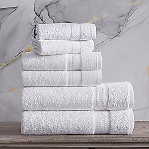 REGAL RUBY, 6 Piece Towel Set, 2 Bath Towels 2 Hand Towels 2 Washcloths, Soft and Absorbent, 100% Turkish Cotton Towels for Bathroom and Kitchen Shower Towel, White