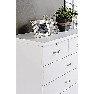 HODEDAH 7 Drawer Wood Dresser for Bedroom, 31.5 inch Wide Chest of Drawers, with 2 Locks on the Top Drawers, Storage Organization Unit for Clothing, White