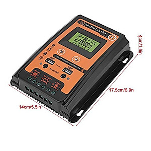 Qiilu PWM Solar Charge Controller Solar Panel Battery Intelligent Regulator with Dual USB LCD Display (30A)