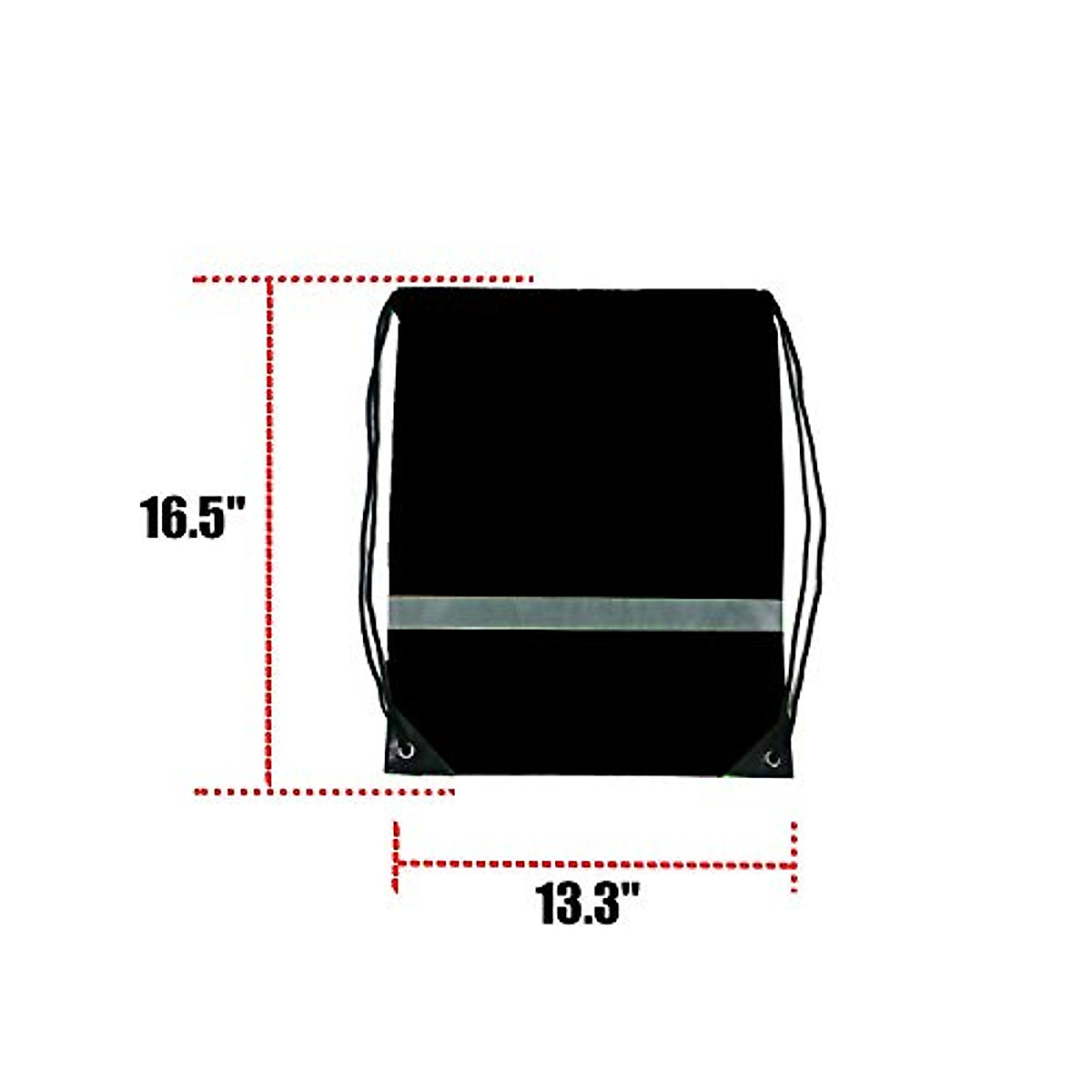 GoodtoU Draw String Sport Bag 10 Pcs Reflective Drawstring Backpack Gym Cinch Bag Black Nylon Drawstring Bag Bulk