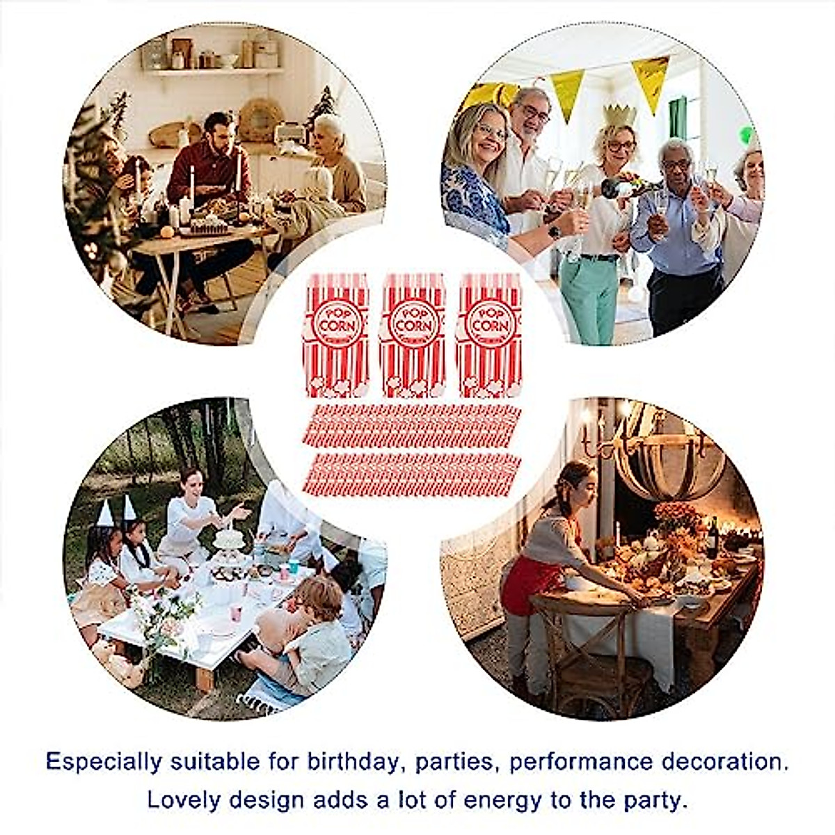 iplusmile Food Containers Popcorn Bags 20pcs Carnival Paper Popcorn Bags Snack Bags Individual Servings Popcorn Machine Accessories for Popcorn Bars Movie Nights Concessions