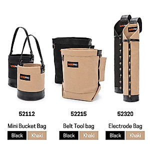 WISEPRO Flame-Resistant Electrode Bag,Canvas Welding Rod Pouch,Leather Electrode Holder with Belt Loops and Rivets Reinforced,14.5 * 2.5 * 2.5 Inch