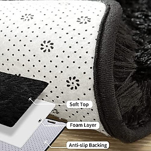 NFECO Black Soft Area Rugs for Bedroom,5x8 Feet Shag Rug,Fluffy Carpet for Living Room Decor,Shaggy Area Rug for Kids Baby Nursery Room, Plush Fuzzy Rug for Girls Boys Dorm Room, Anti-Slip