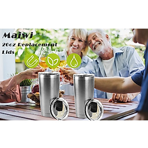 Maiwj 2 Pack Magnetic Tumbler Lids, 20 oz Replacement Lids for YETI Rambler, Ozark Trail, Old Style Rtic, Tumbler Lids Magnetic Slider Switch Spill Proof Tumbler Cover (20oz)