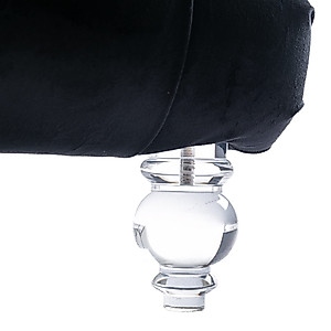 Leisure Velvet Concubine Sofa Accent Sofa Chaise Reclining Lounger Barrel Sofa with Acrylic Feet (Black)