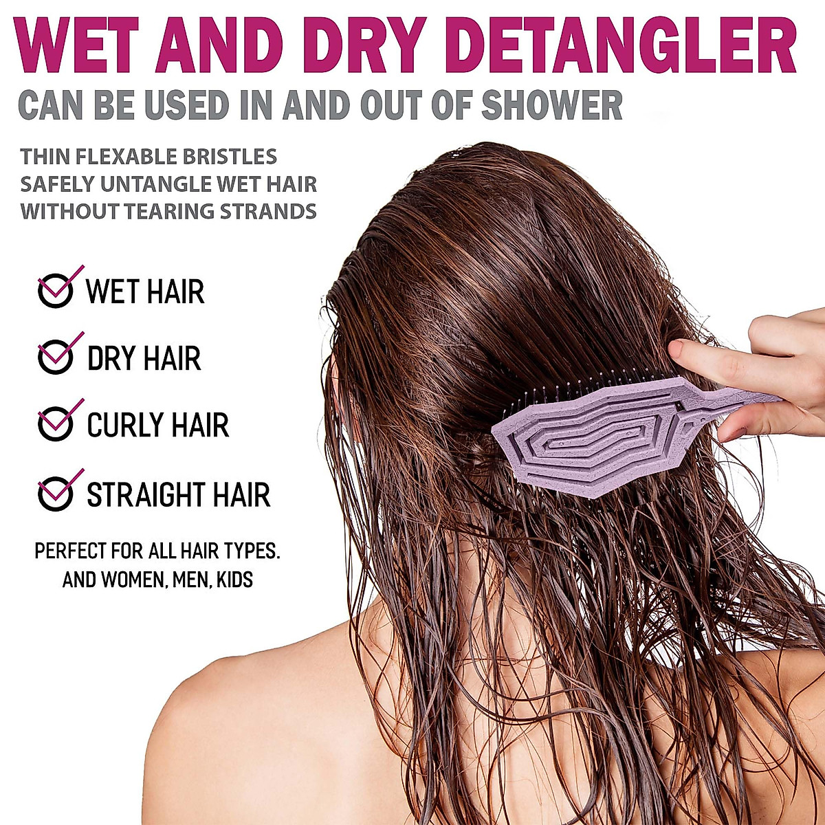 Fiora Naturals Hair Detangling Brush -100% Bio-Friendly Hair Detangler Brush w/Ultra-soft Bristles- Glide Through Tangles with Ease - For Curly, Fine, Women, Men, Kids, Toddlers, Wet and Dry Hair