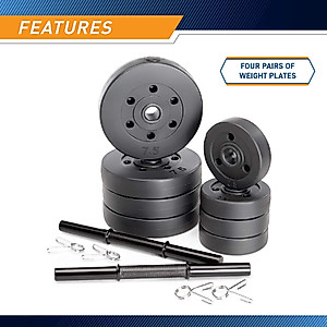 Marcy 40 Pound Vinyl Dumbbell Set with Adjustable Weights for Weightlifting and Bodybuilding, Sold in Pair, 20 lb for Each VB-40