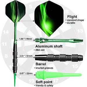 VOOVOO Plastic Tip Dart 18 Gram Soft Tip Dart Set for Electronic Dart Board, 12 Pack Professional Plastic Tip Dart Set with 120 Dart Tip Point 12 Flight 12 Aluminum Shafts
